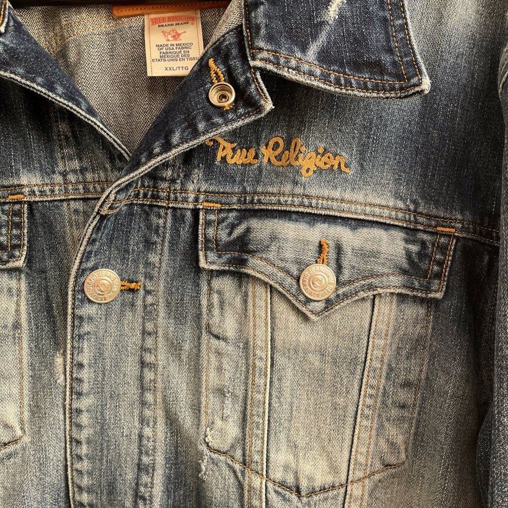 True Religion Jimmy Trucker 1971 Distressed Size 2xl … - Gem